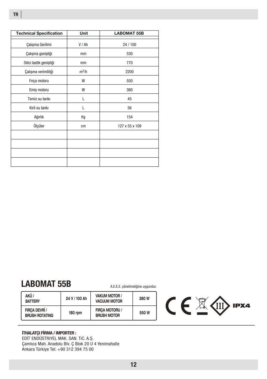 Labomat 55B Zemin Temizleme Makinesi - Esila Endüstriyel